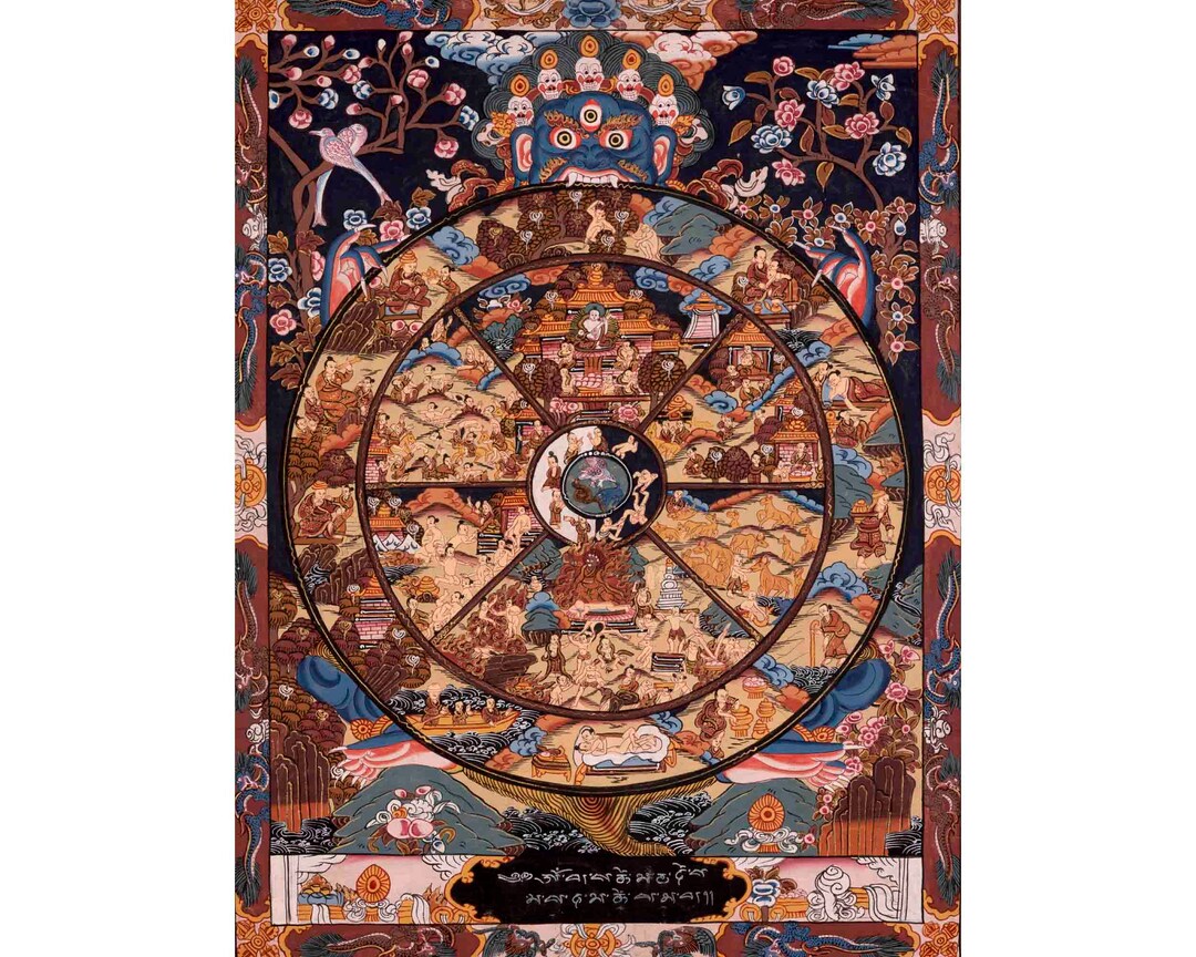 Tibetan Wheel of Life Thangka Bhavachakra Art Wall Hanging Yoga ...
