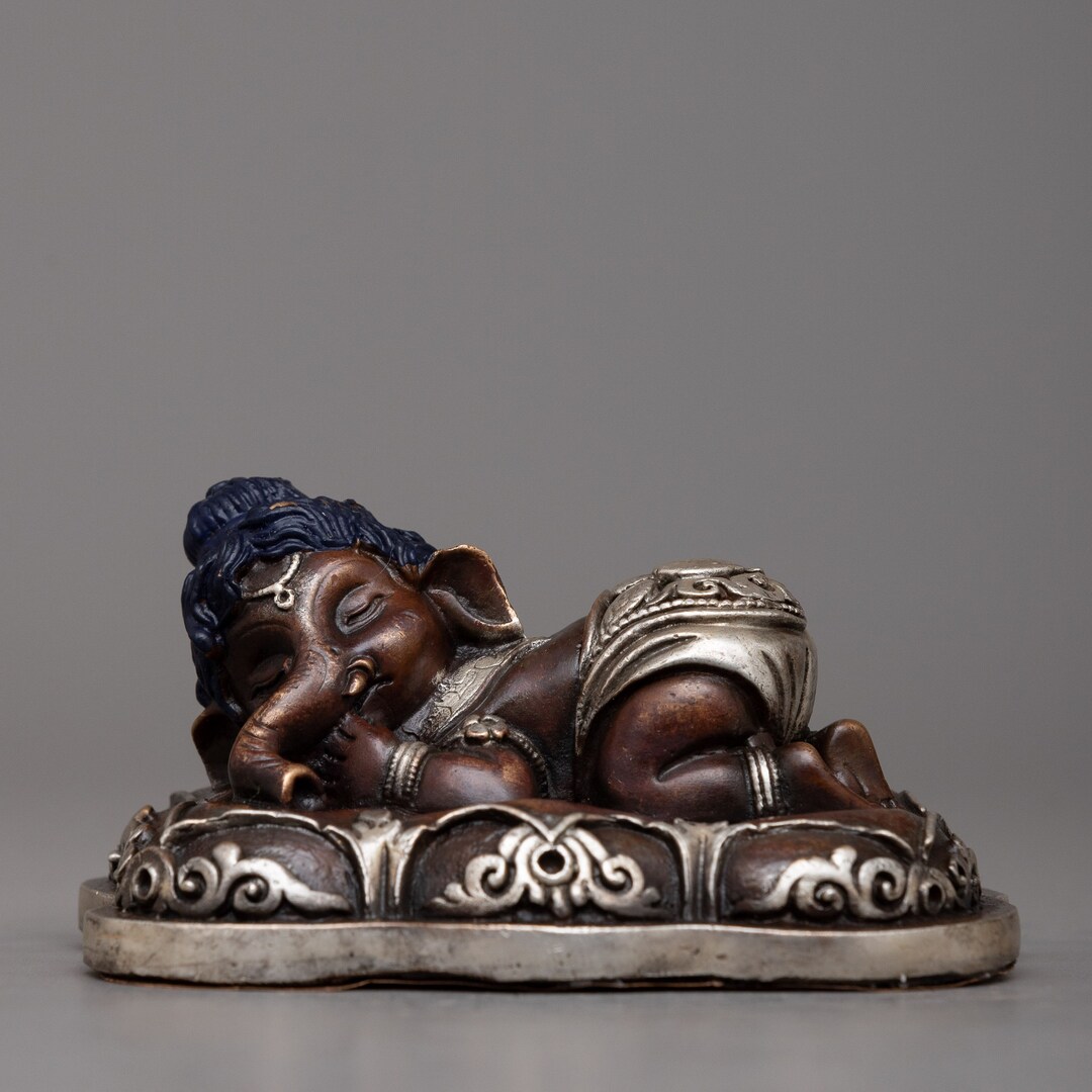 Tiny Shree Ganesh Sleeping Statue in Oxidized Body | Elephant Headed ...