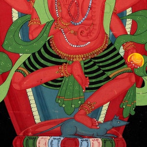 Traditional Thangka Print of Shri Ganesh | Lord Ganesha the Remover of ...