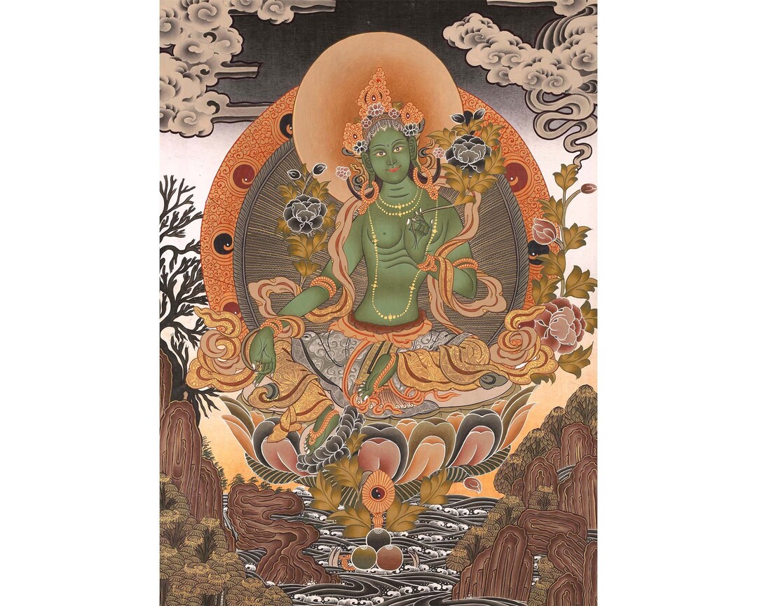 Green Tara Jetsun Dolma Original Hand-painted Buddhist Thangka - Etsy