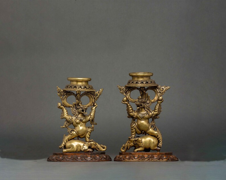 Antique Lion Oil Lamp Set Handcrafted Butter Lamp Vintage - Etsy