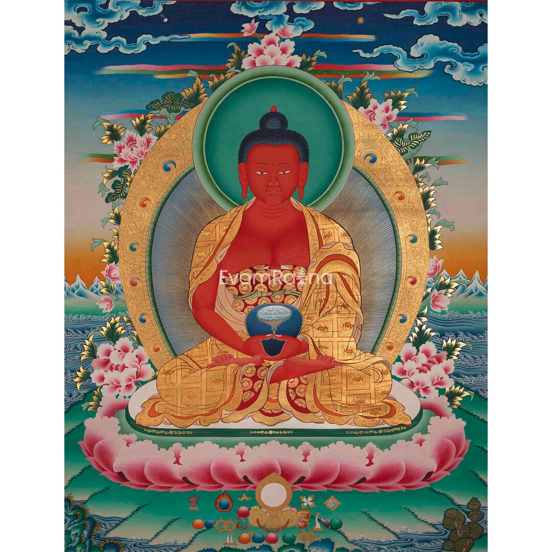 Traditional Amitabha Buddha Digital Print | Himalayan Buddha of Eternal ...