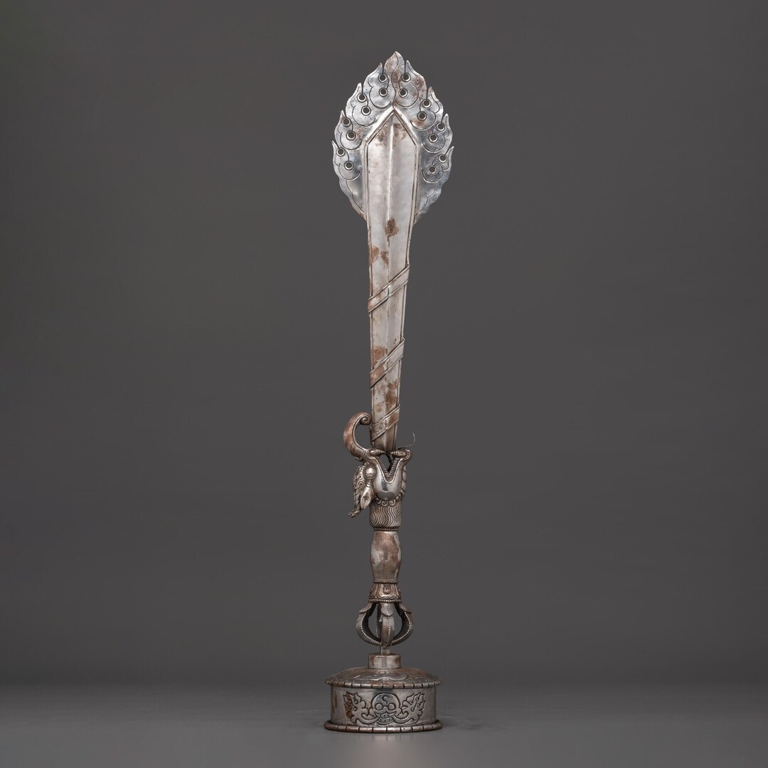 Dragon-head Ritual Sword With Stand | Handcrafted Iron Blade With Half ...