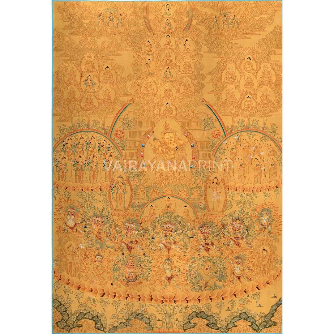 Enlightened Guru Rinpoche Consort Lineage Tree Thangka Print ...