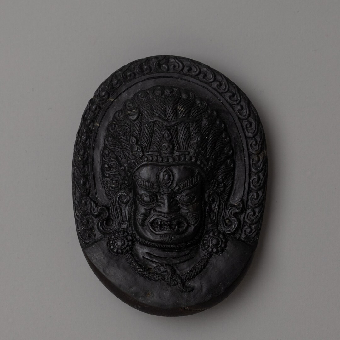 Mahakala Face on Shaligram Shila | Guardian of Dharma | Wrath Full ...