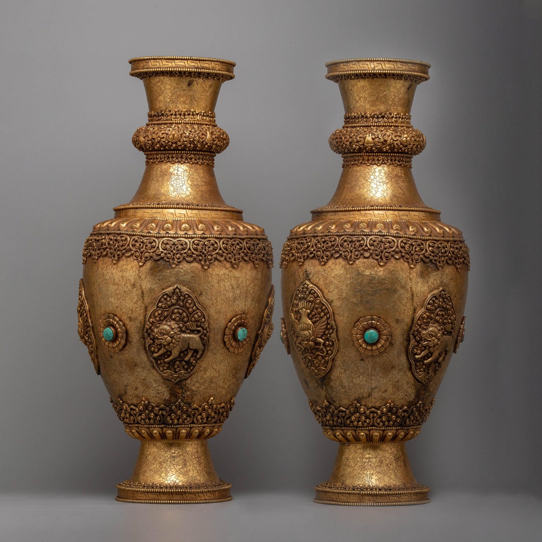 Handcrafted Tibetan Decorative Flower Vase Set | Artisan Crafts Flower ...