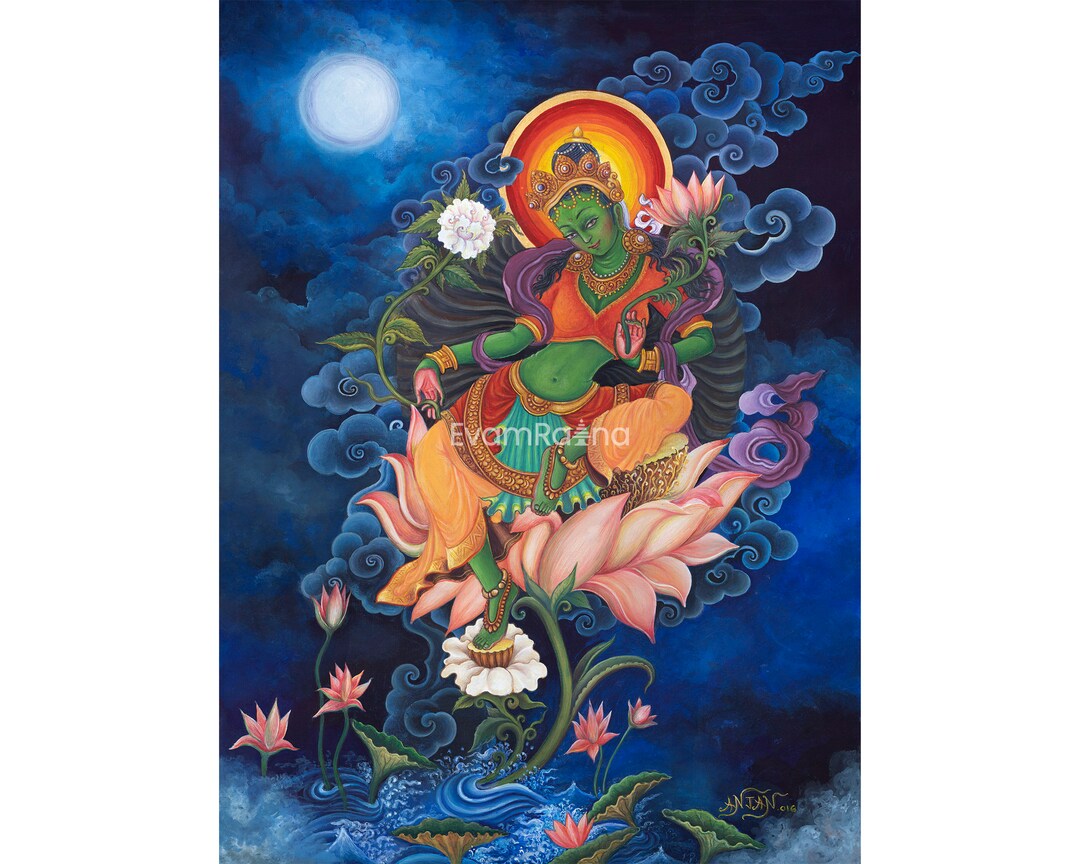 Green Tara the Female Buddha Digital Pauba Print mother Tara, the Deity ...