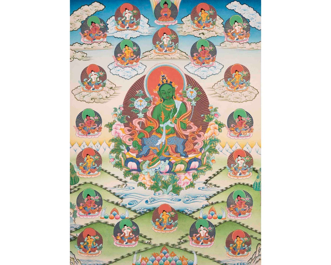 Original Handpainted Green Tara Thangka Beautiful Mother Green Tara ...