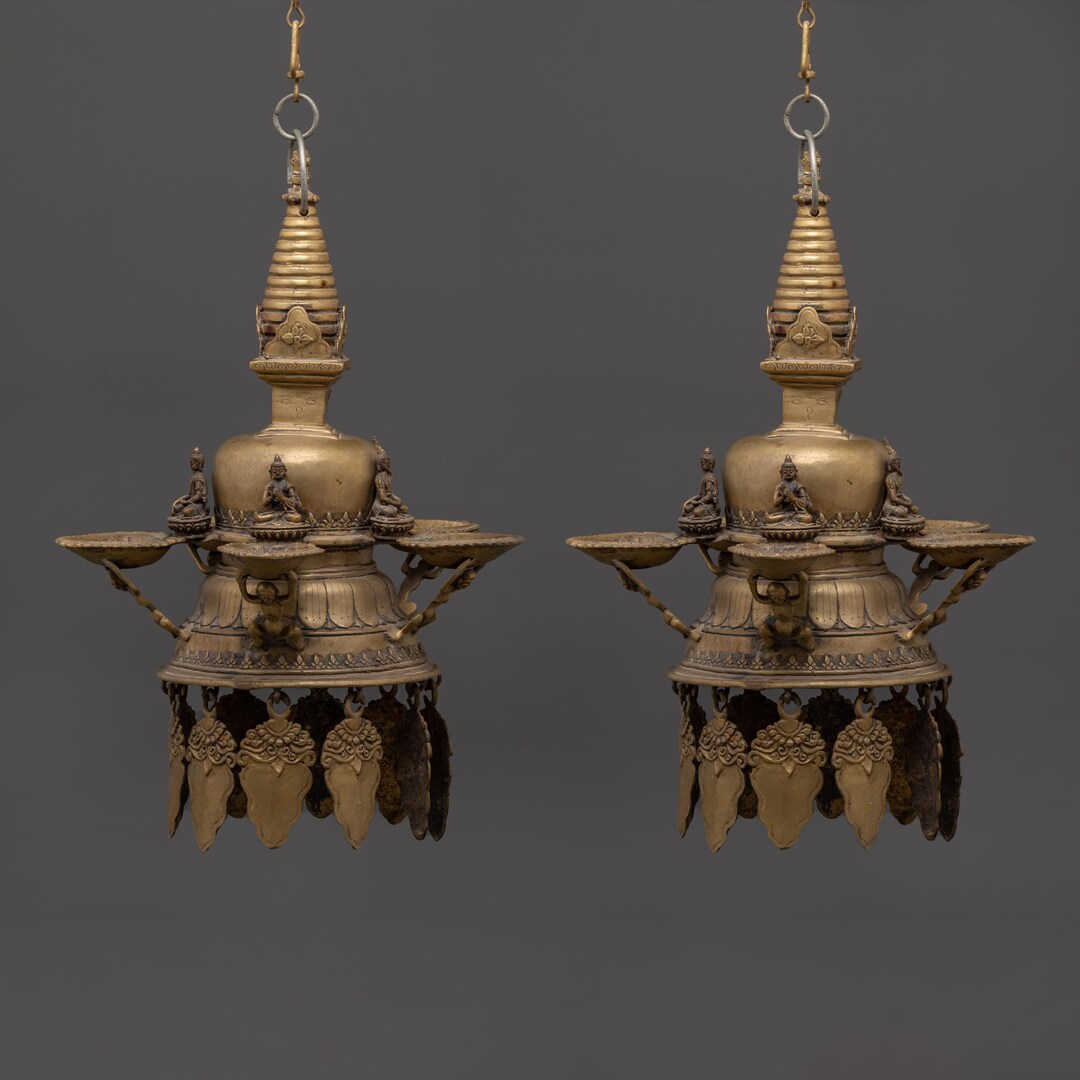 Hanging Stupa Dalucha With Five Dhyani Buddha | Brass Spiritual Decor ...