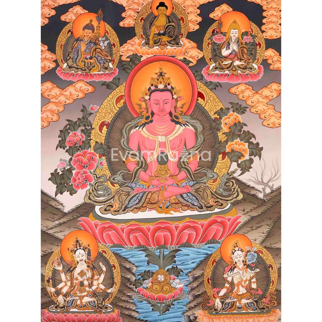 Red Amitayus Buddha Thangka | Perfect Travel Art for Practitioner ...