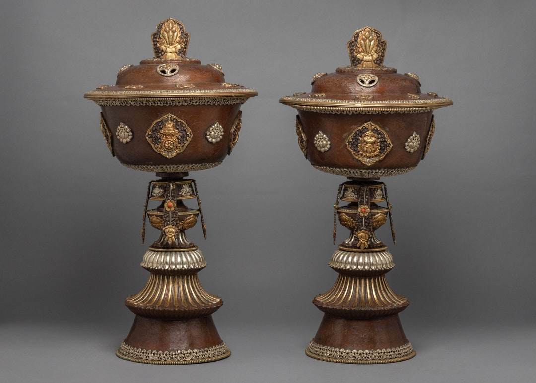 Buddhist Butter Lamp Set | Tibetan Copper Butter Lamp | Decorative ...