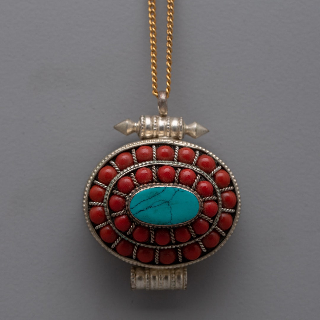 Tibetan Jewelry Ghau Box Locket | Buddhist Ritual Prayer Amulet ...