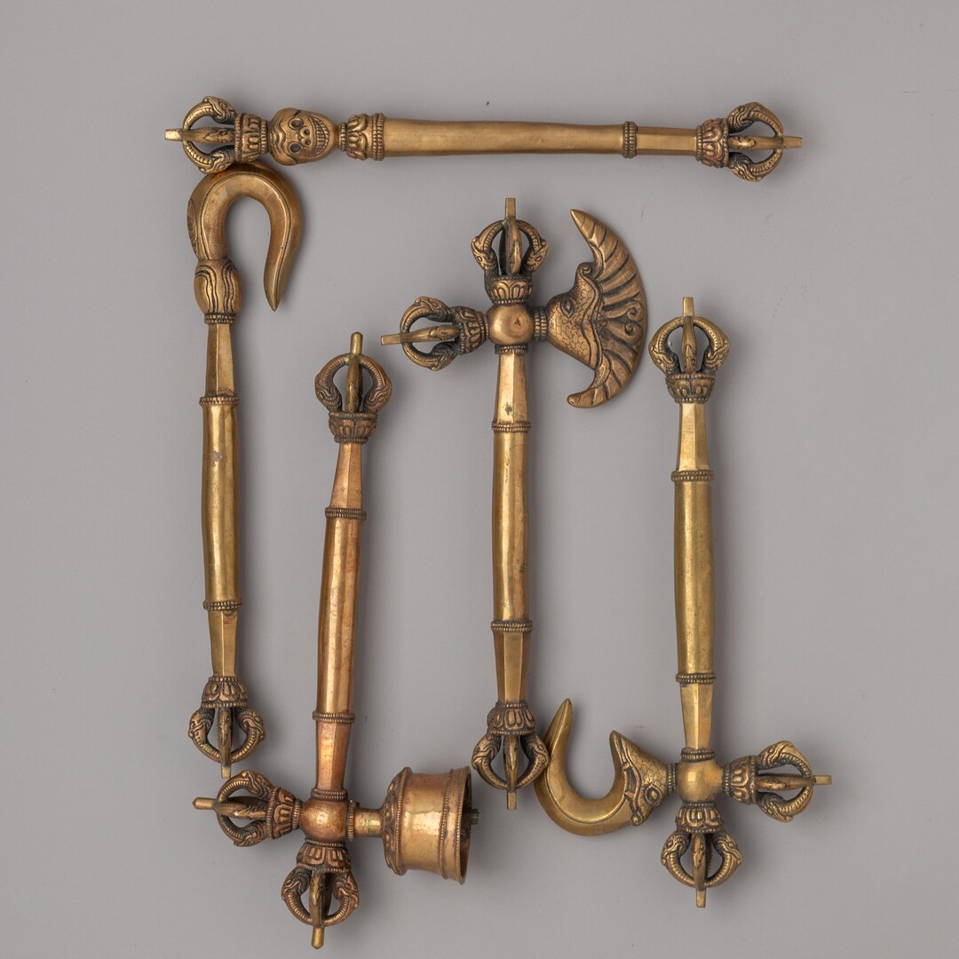 Tibetan Copper Ritual Item Set | 26cm Tibetan Buddhist Sacred Tools ...
