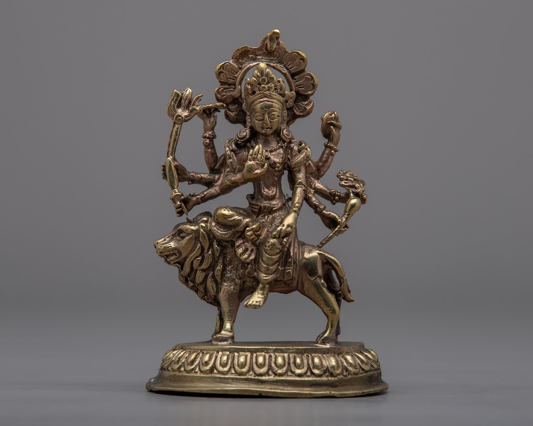 Goddess Maa Durga Statue Brass Durga Figurine for Home Temple Decor ...