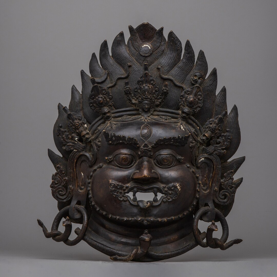 Handcrafted Copper Mask of Bhairav Spiritual Mask Wall Decor Protector ...