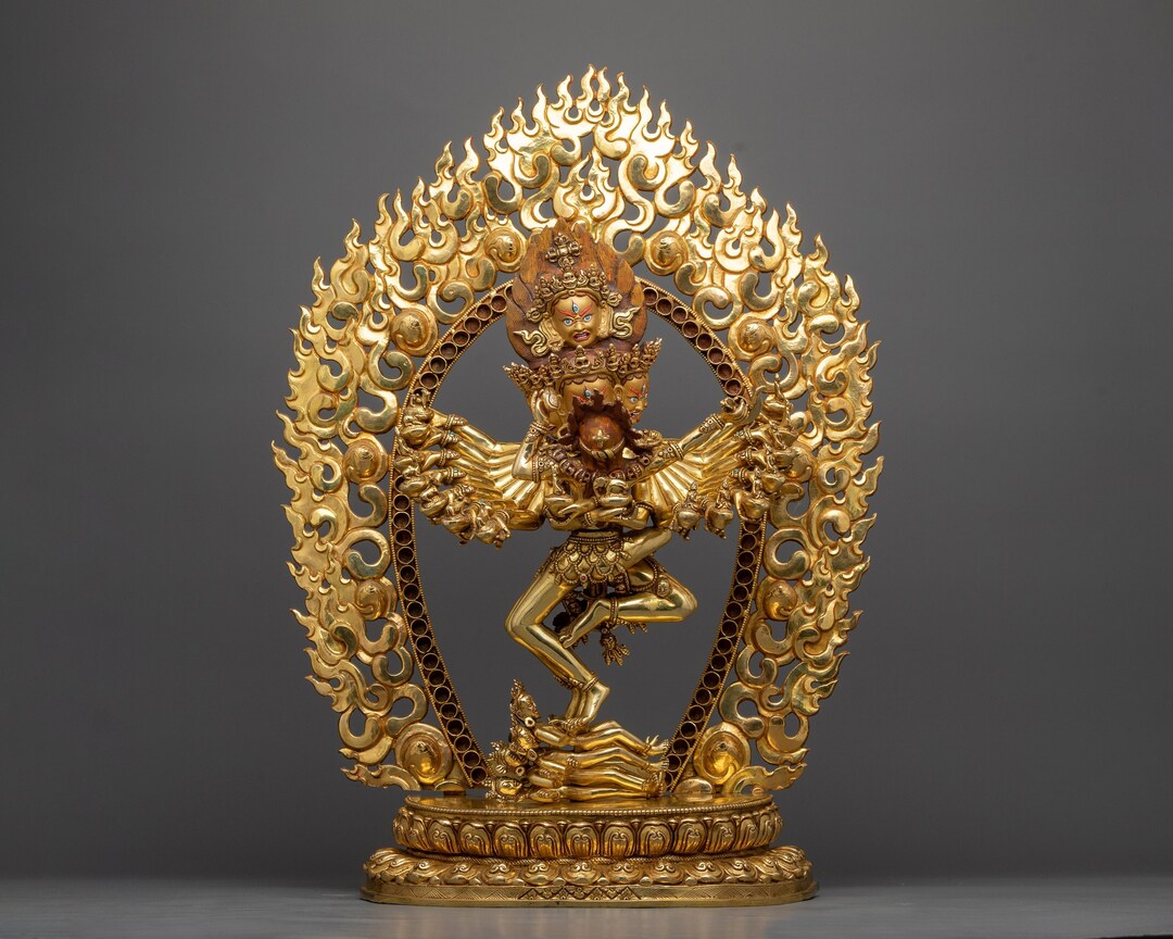 Hevajra With Consort Statue 24K Gold Gilded, Emblem of Tantric Unity ...