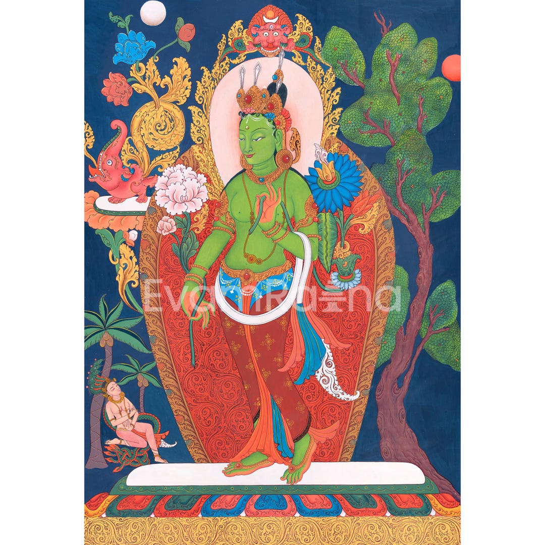 Traditional Green Tara Thangka | Goddess of Compassion | Symbol of ...