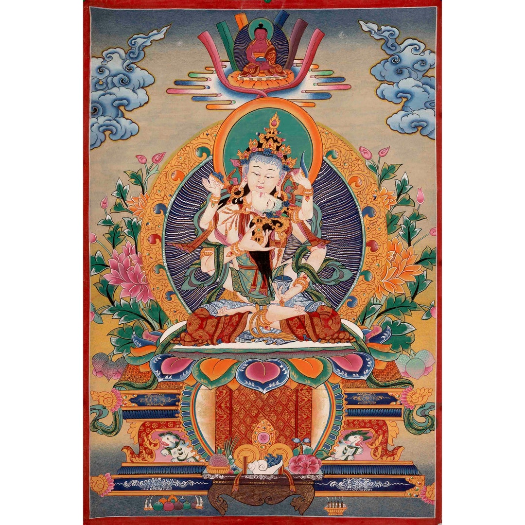 Hand-painted Vajrasattva Thangka for Meditation Art Doje Sempa Gold ...