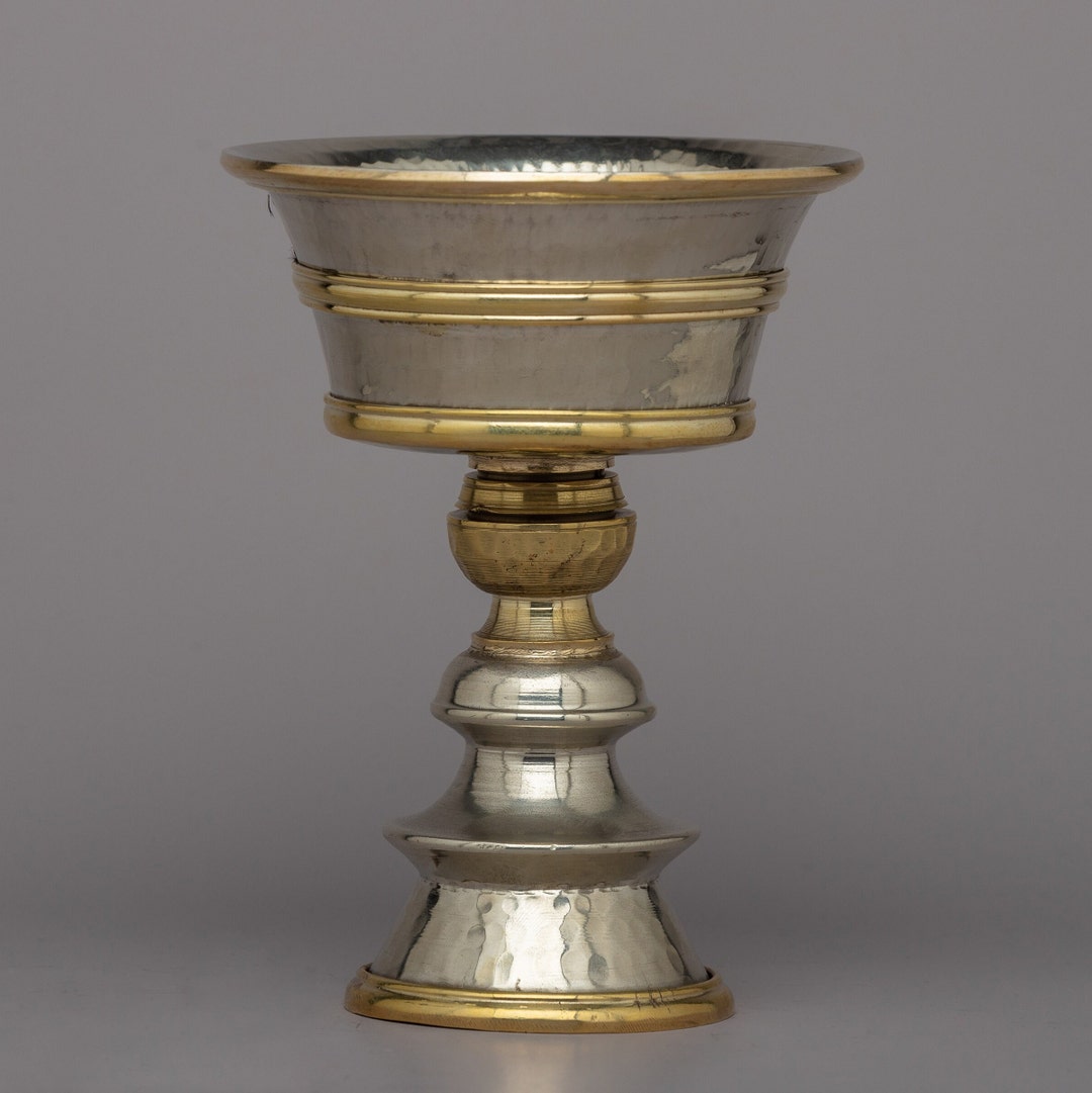 White Metal Light Offering Lamp | Butter Lamp Altar | Buddhist Lamp ...