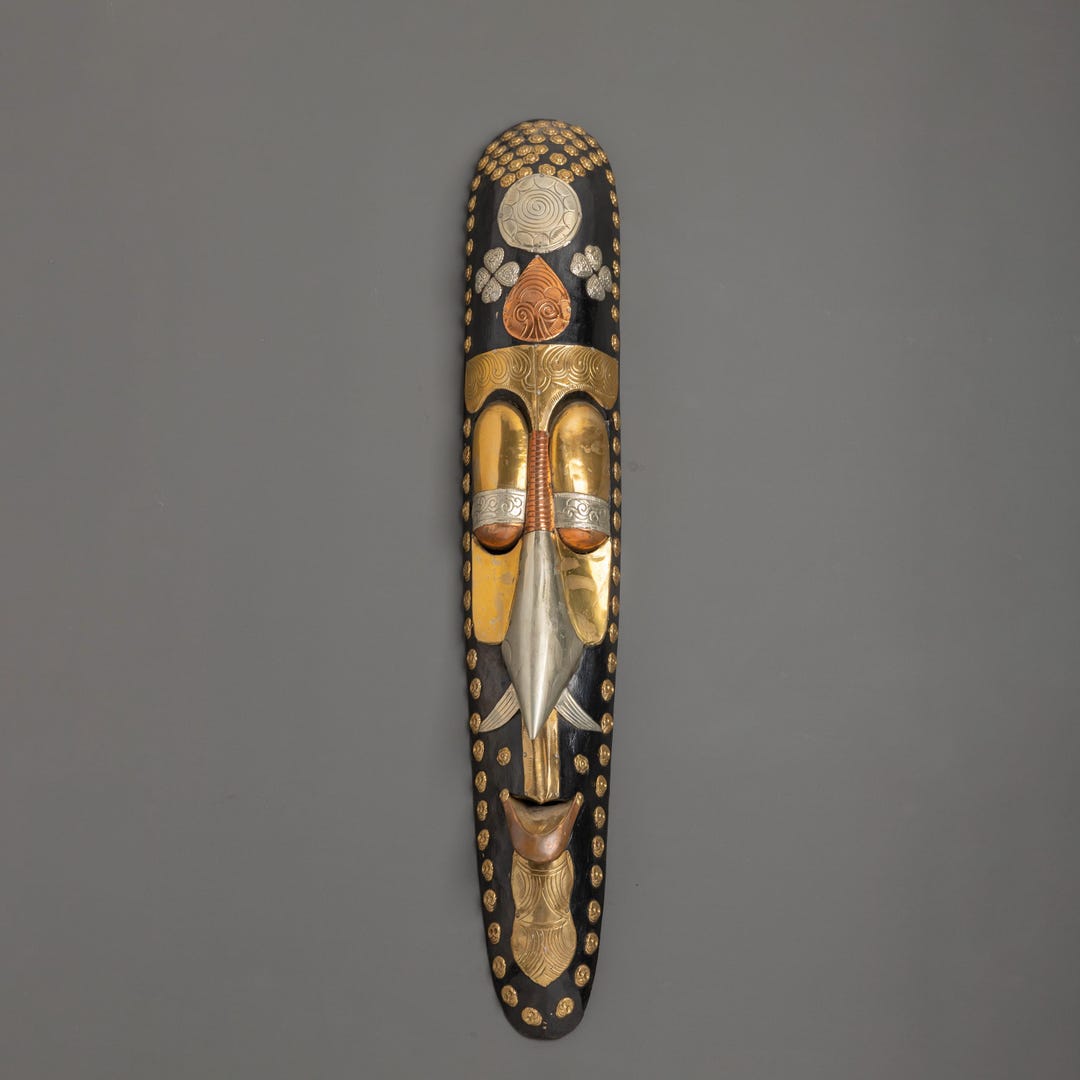 Wooden Long Face Mask | Handcrafted Mask | Wall Hanging Art Piece With ...