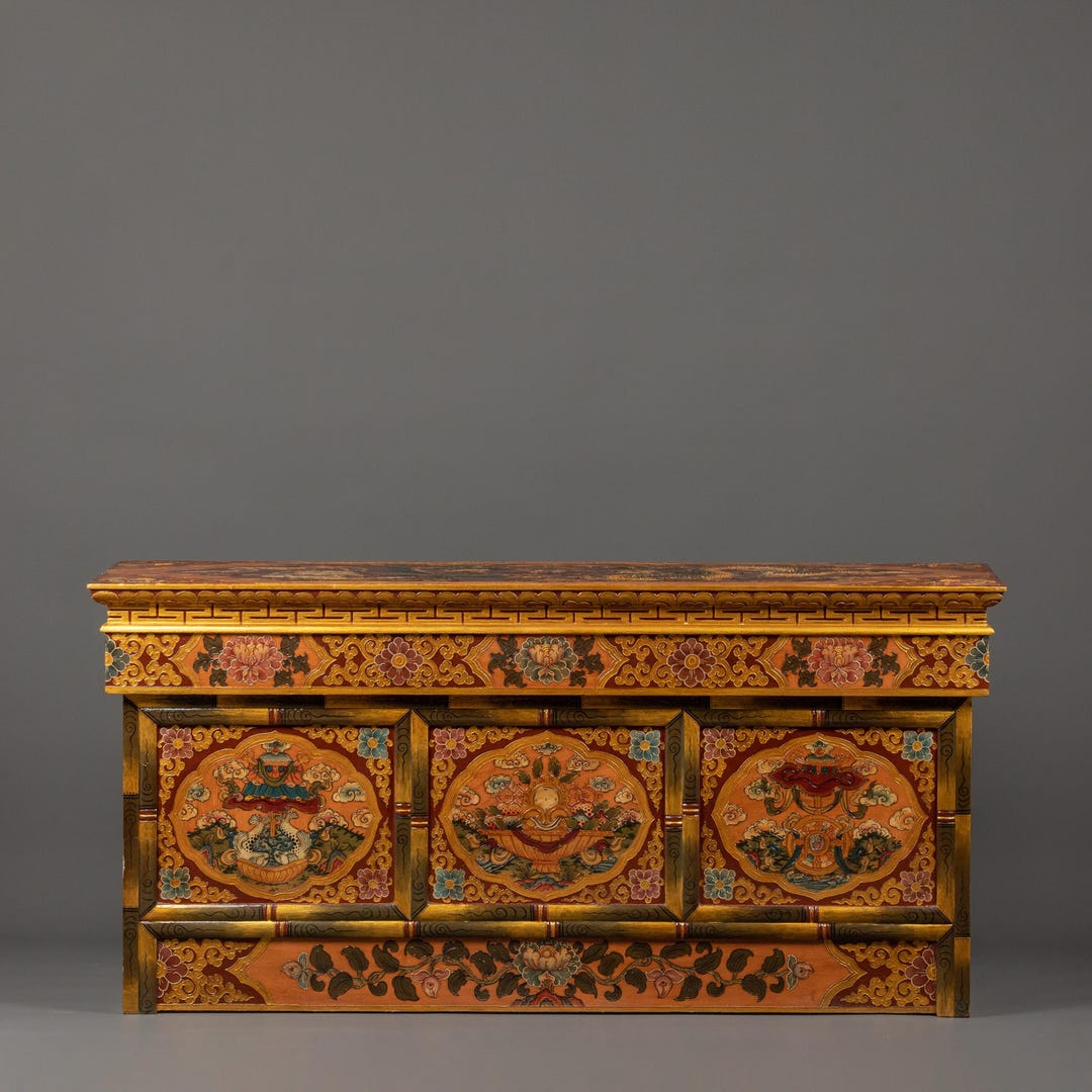 Traditional Tibetan Folding Table | Exquisite Wooden Altar Table for ...