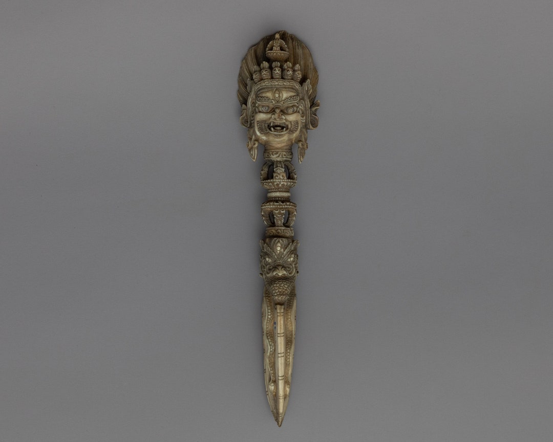 Phurba Tibetan Dagger Buddhist Big Bone Phurba Tibetan Handmade Ritual ...