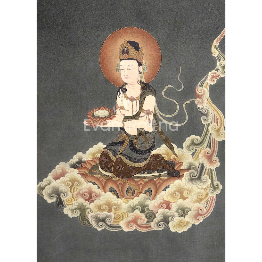 Embrace Compassionate Representation of Bodhisattva in a Thangka Print ...