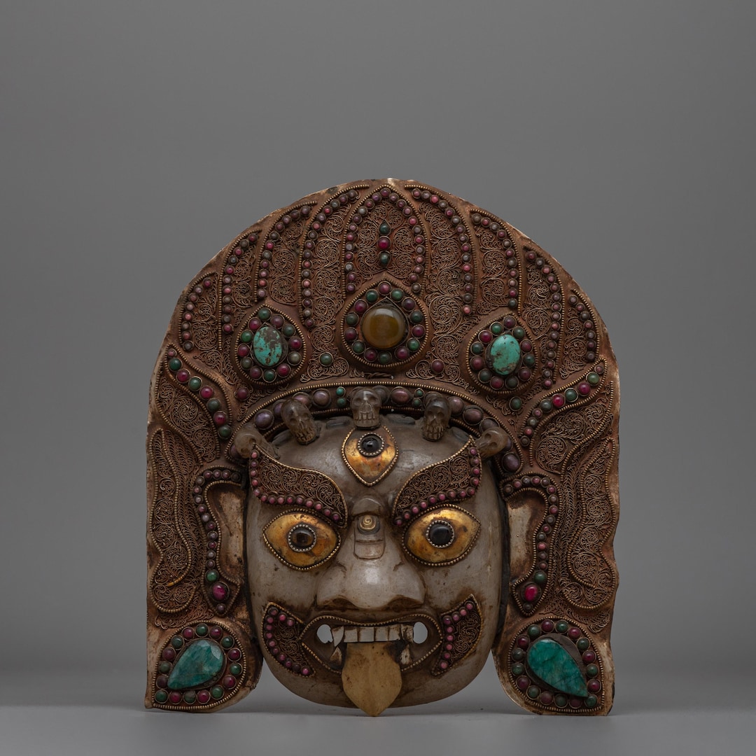 Sacred Mahakala Mask Tibetan Protector Deity for Spiritual Protection ...