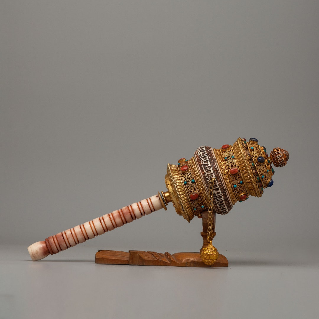 Tibetan Mantra Prayer Wheel Handheld Buddhist Mani Khorlo Handcrafted ...