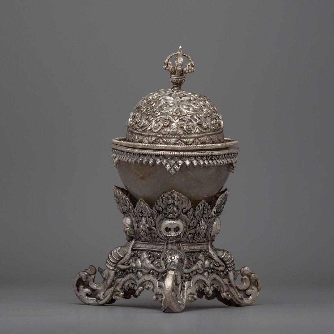 Tibetan Buddhist Ceremonial Ritual Skull Cup Artisan-crafted Kapala for ...