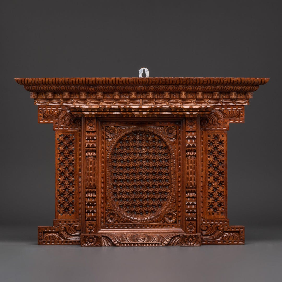 Hand-carved Kathmandu Temple Decor | Traditional Nepalese Wooden Window ...