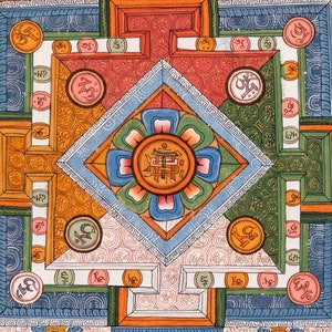 Kalachakra Mantra Symbol Original Hand Painted Fine Quality Wheel of ...