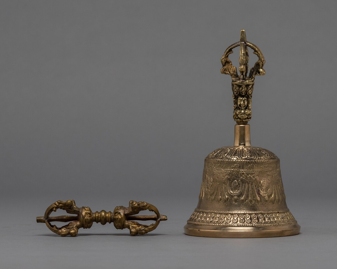 Traditional Brass Vajra and Bell Set | Machine Made Ceremony Item ...
