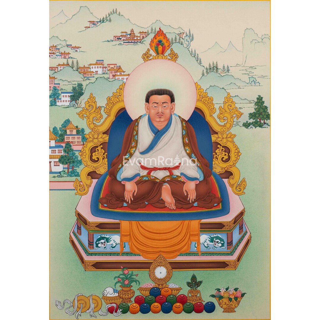 Guru Marpa Thangka, Kagyu Master, Himalayan Vajrayana Buddhist Art ...