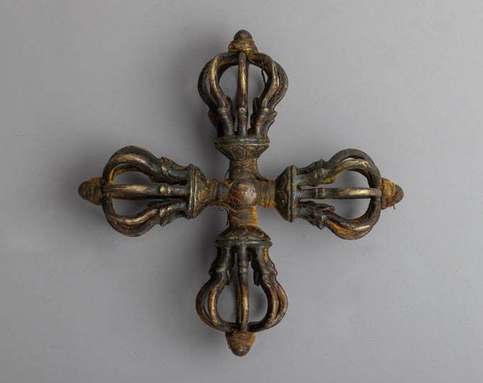 Double Vajra Dorje | Buddhist Charm of Vishwavajra | Handcrafted Cross ...