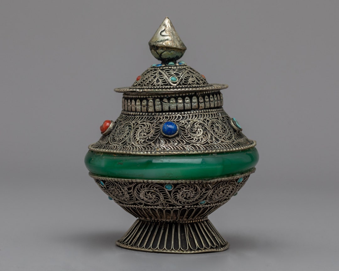 Dhupur Rice Pot | Traditional Gemstones Inlaid Rice Offering Pot ...