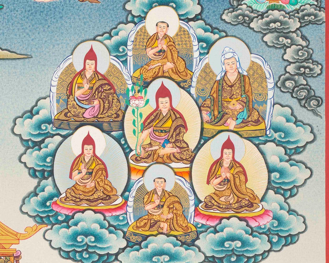 Guru Rinpoche Refuge Tree Thangka Print Buddhas Dharmapalas - Etsy