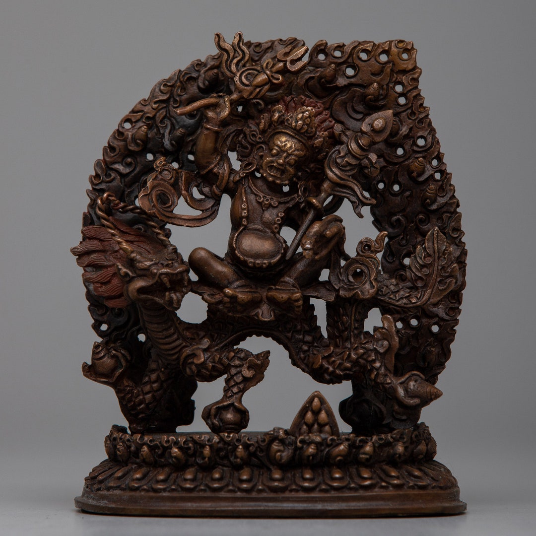 White Dzambhala Statue Jambhala on Dragon Sculpture Tibetan Dzambhala ...