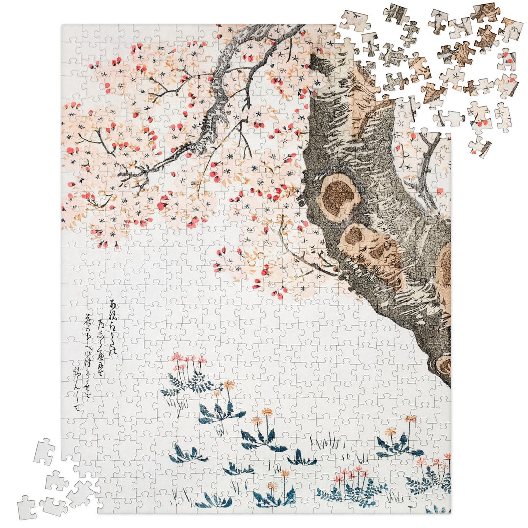Fine Art Jigsaw Puzzle, Cherry Tree by Katsushika Hokusai, Gift for ...