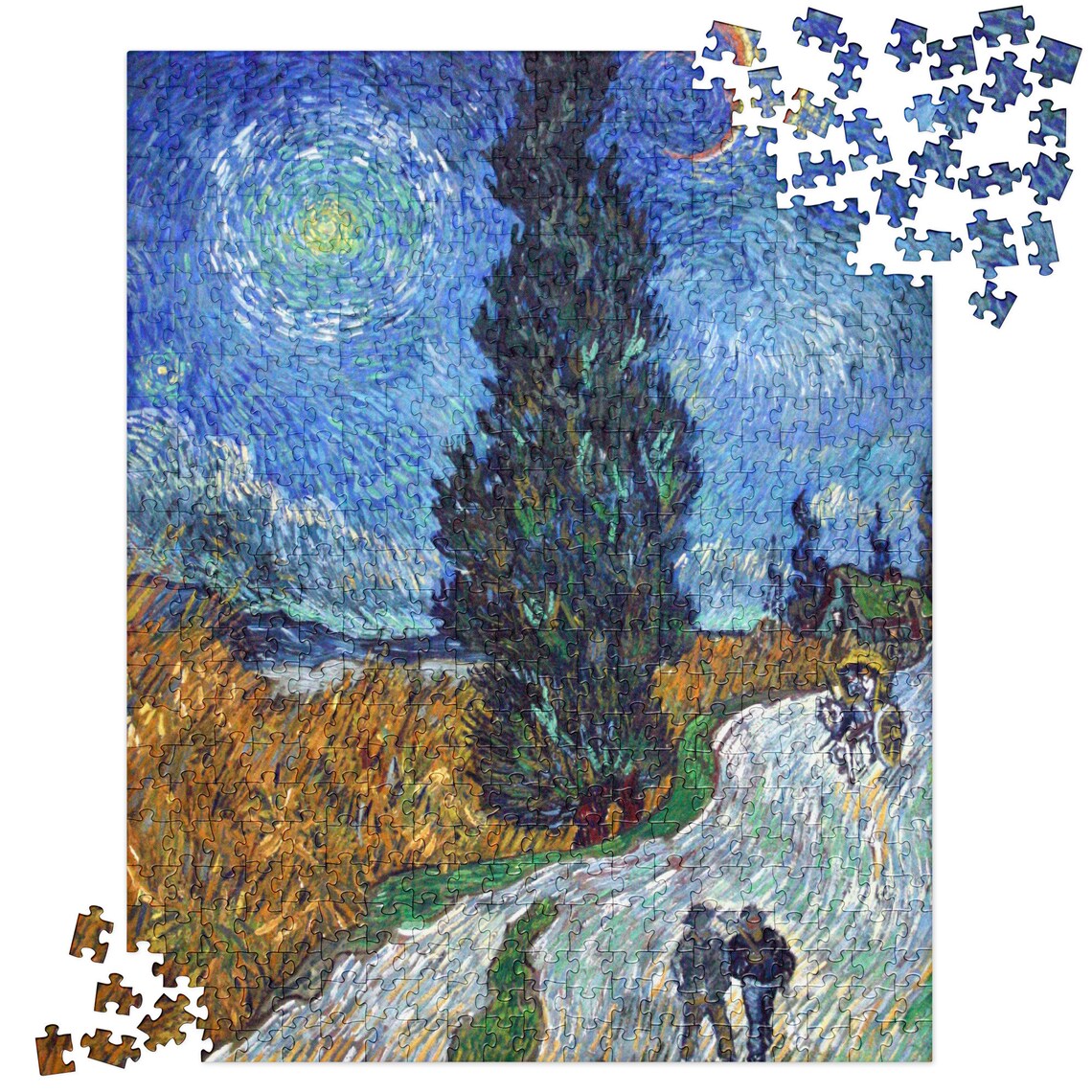 Fine Art Jigsaw Puzzle, Vincent Van Gogh's Road With Cypress and Star ...