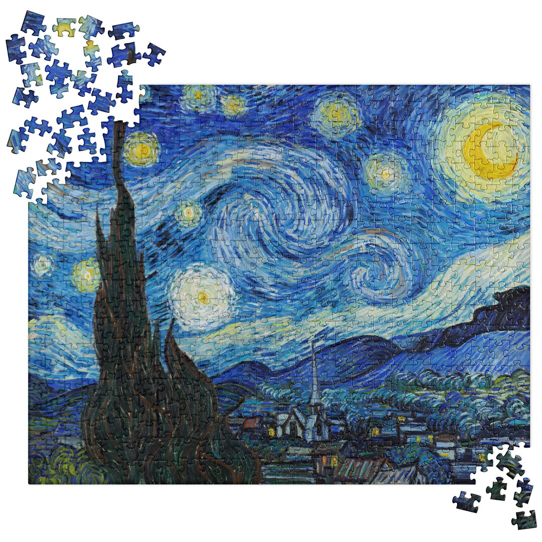 Fine Art Jigsaw Puzzle, Starry Night by Vincent Van Gogh, Landscape Art ...