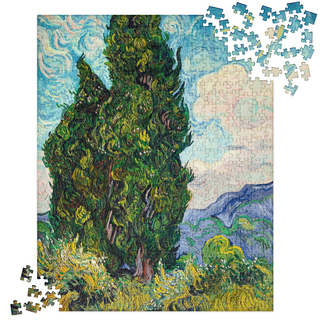 Fine Art Jigsaw Puzzle, Vincent Van Goghs Cypresses, Birthday Gift Idea ...