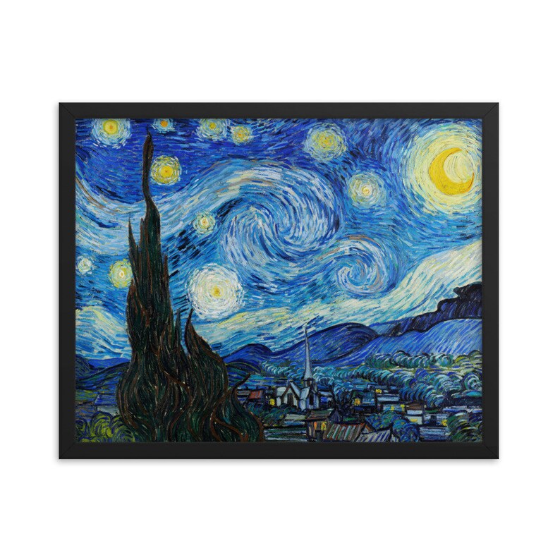 Starry Night by Vincent Van Gogh Framed Art Print Vintage - Etsy