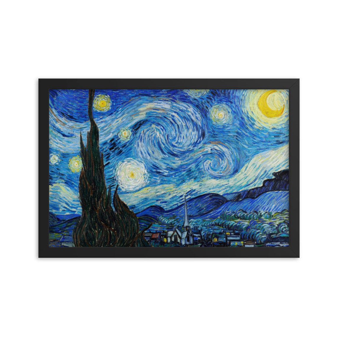 Starry Night by Vincent Van Gogh Framed Art Print Vintage - Etsy