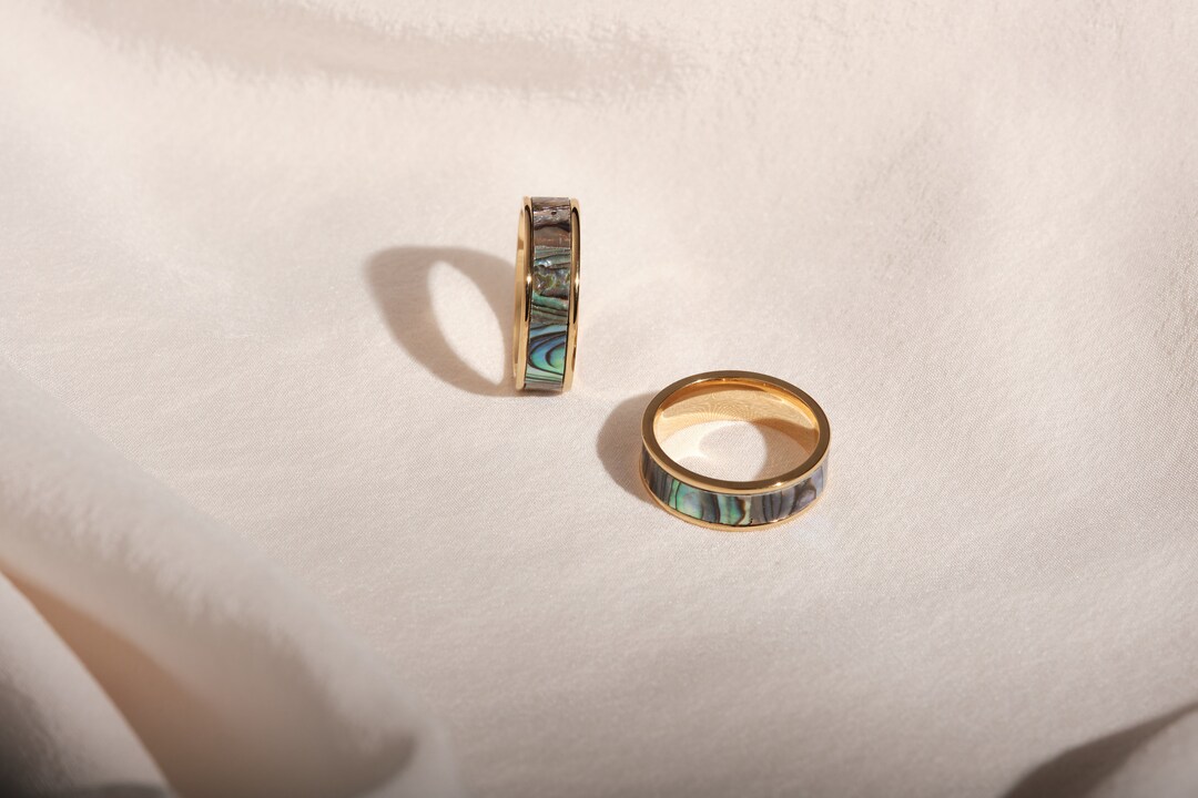 Gold Abalone Shell Ring, Gold Ring, Gold Mother of Pearl Ring, Abalone ...