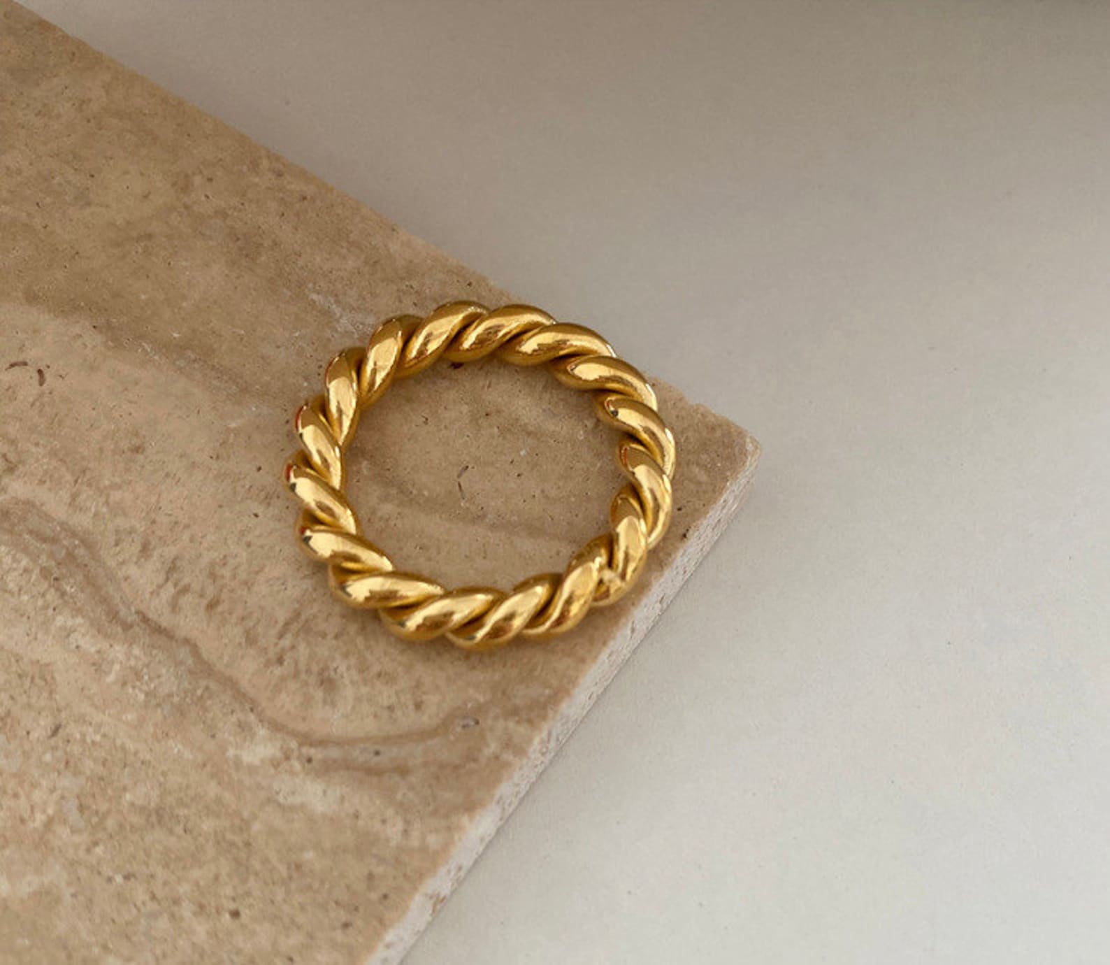 18K Gold Twisted Ring Gold Twisted Rope Ring Dainty Gold - Etsy