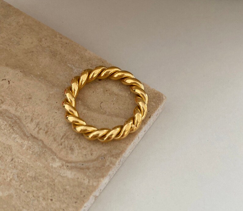 18K Gold Twisted Ring Gold Twisted Rope Ring Dainty Gold - Etsy