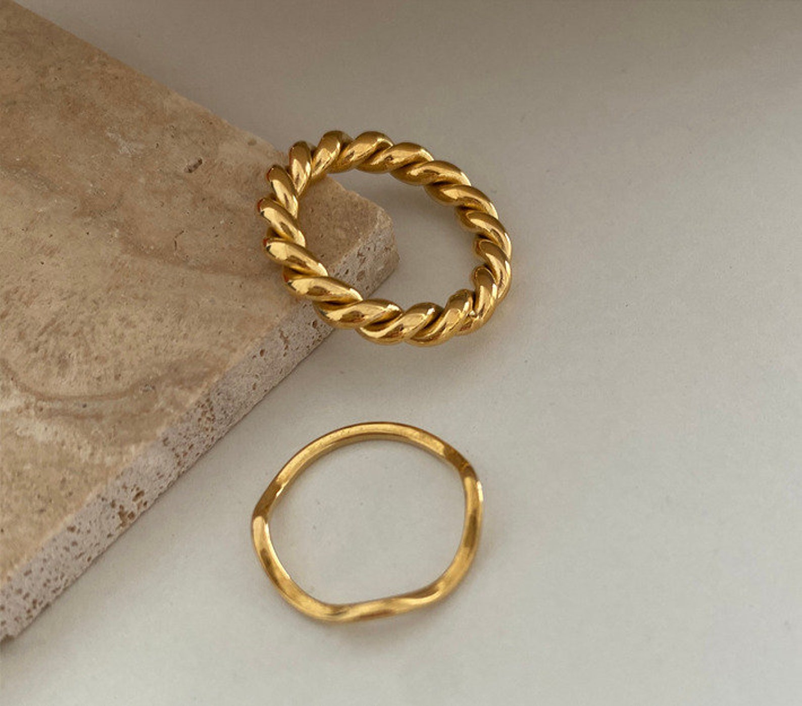 18K Gold Twisted Ring Gold Twisted Rope Ring Dainty Gold - Etsy