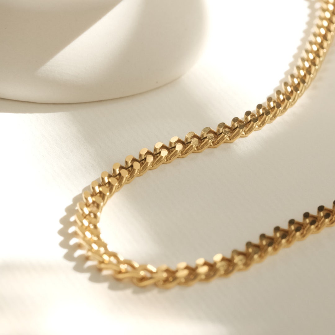 18K Gold PVD Coating Chain, Gold Chain, Cable Chain, 3mm Cuban Chain ...