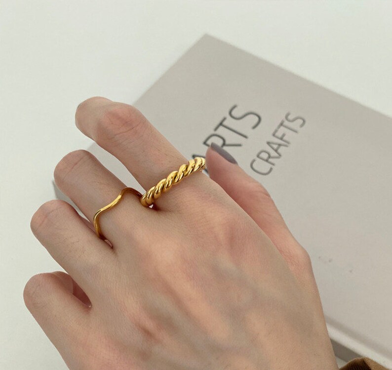 18K Gold Twisted Ring Gold Twisted Rope Ring Dainty Gold - Etsy